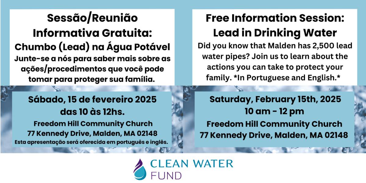Free Information Session: Lead in Drinking Water | Sessão/Reunião ...
